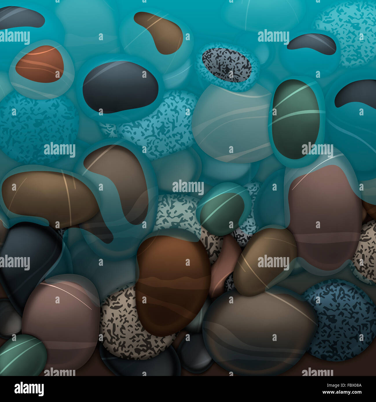 Sea water and pebbles stones Stock Photo - Alamy
