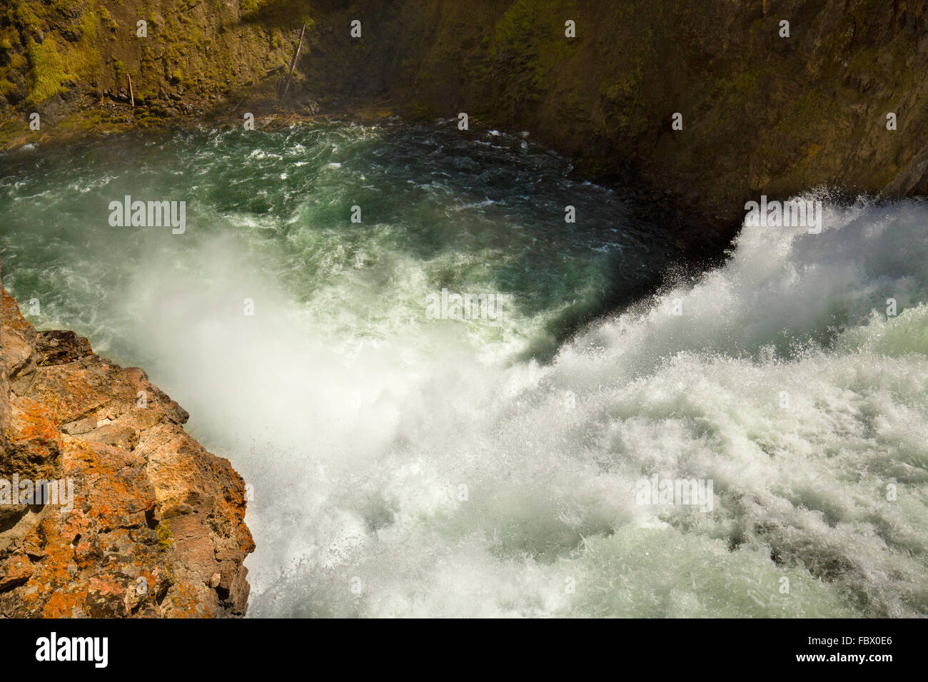 Rapids and cliffs above Upper Falls of the Yellowstone River in ...