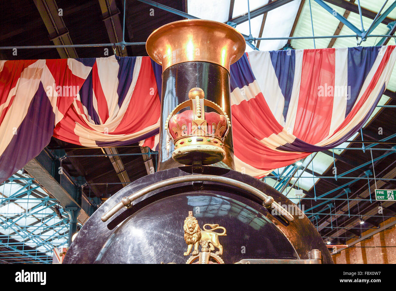 Front upper section of Queen Victoria's Royal Train and Union Flags ...