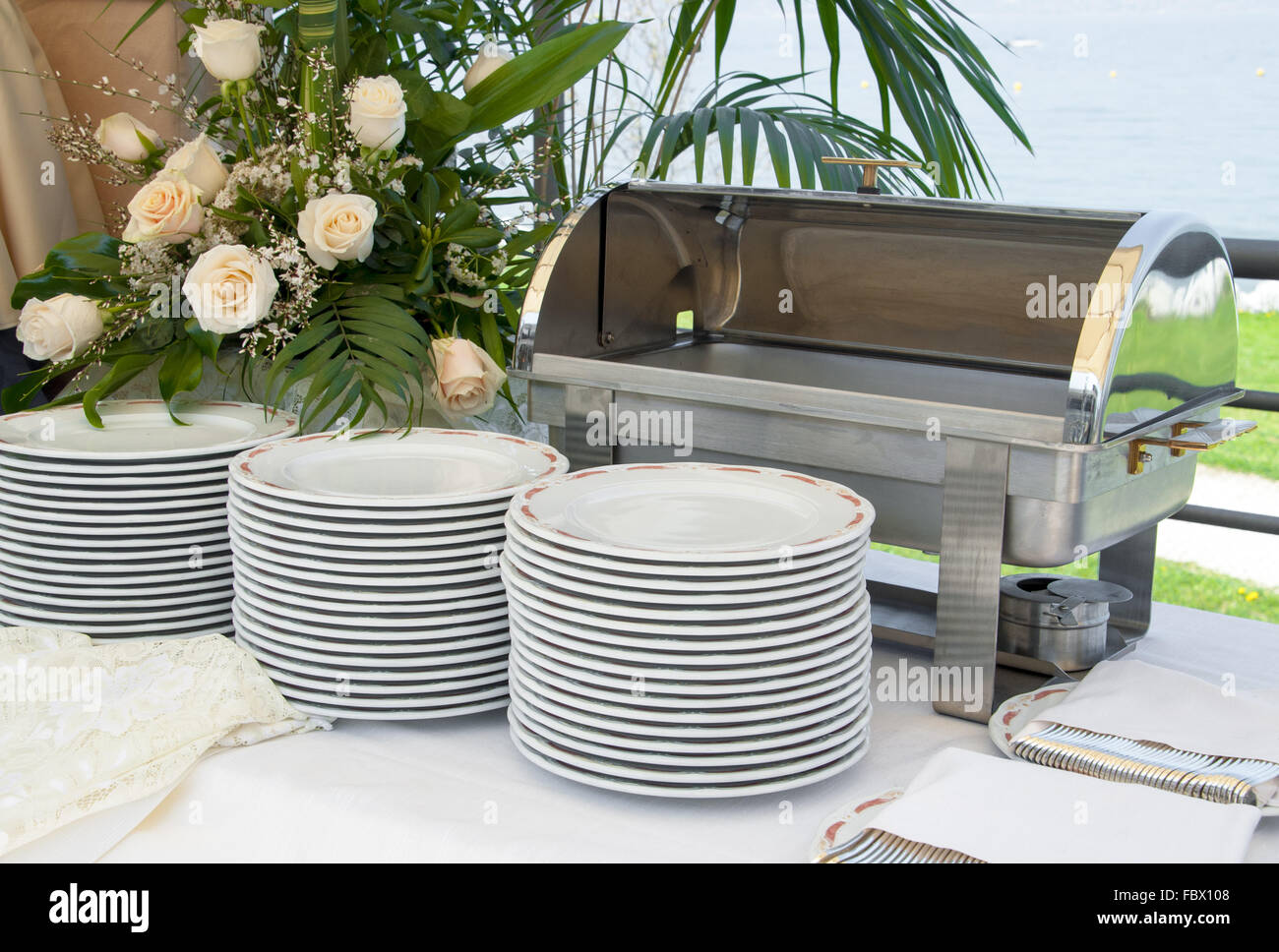 Italian empty catering food warmer Stock Photo - Alamy