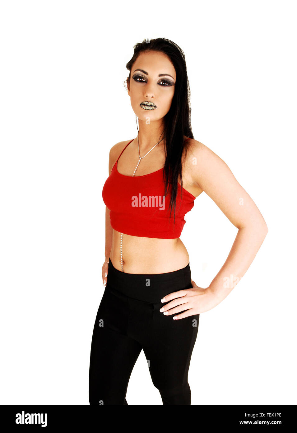 Girl with red top Stock Photo - Alamy