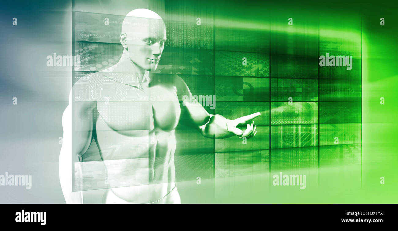 Future Technology and Touch Button Interface Illustration Stock Photo ...