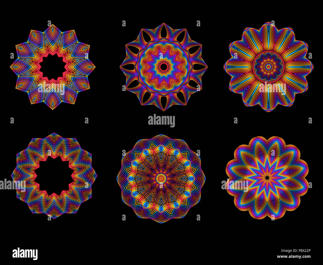 Psychedelic Kaleidoscope Spirograph Motifs Stock Photo - Alamy