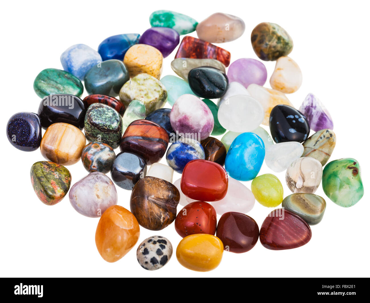 handful of various gemstones on white background Stock Photo - Alamy