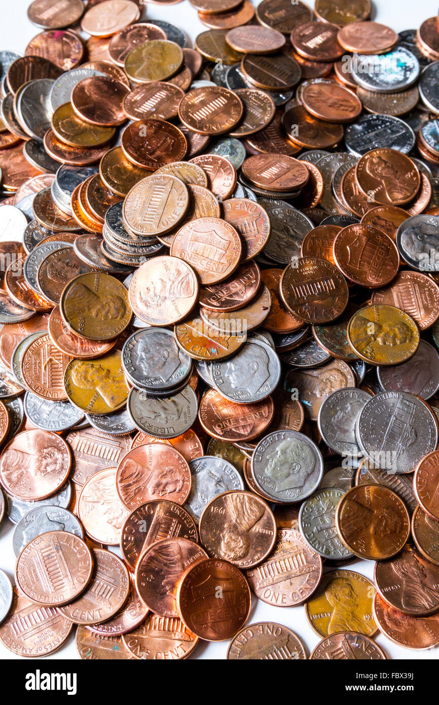 A pile of US coinage Stock Photo - Alamy