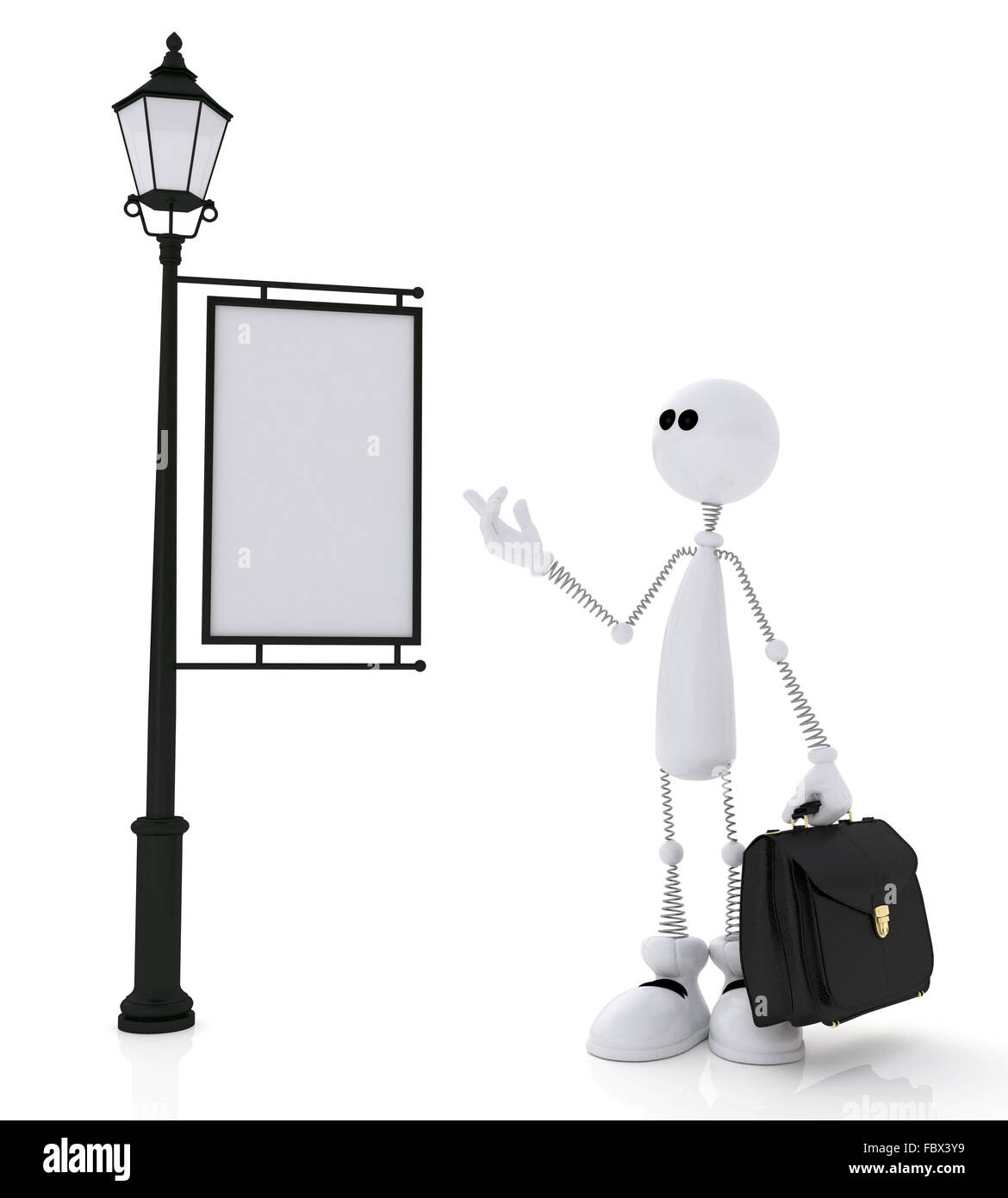 The 3D little man with a portfolio Stock Photo - Alamy