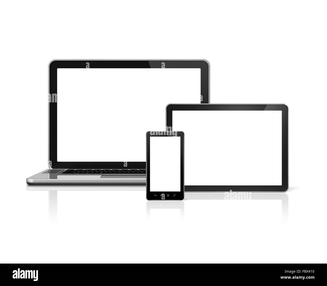 Laptop mobile phone tablet Black and White Stock Photos & Images - Alamy