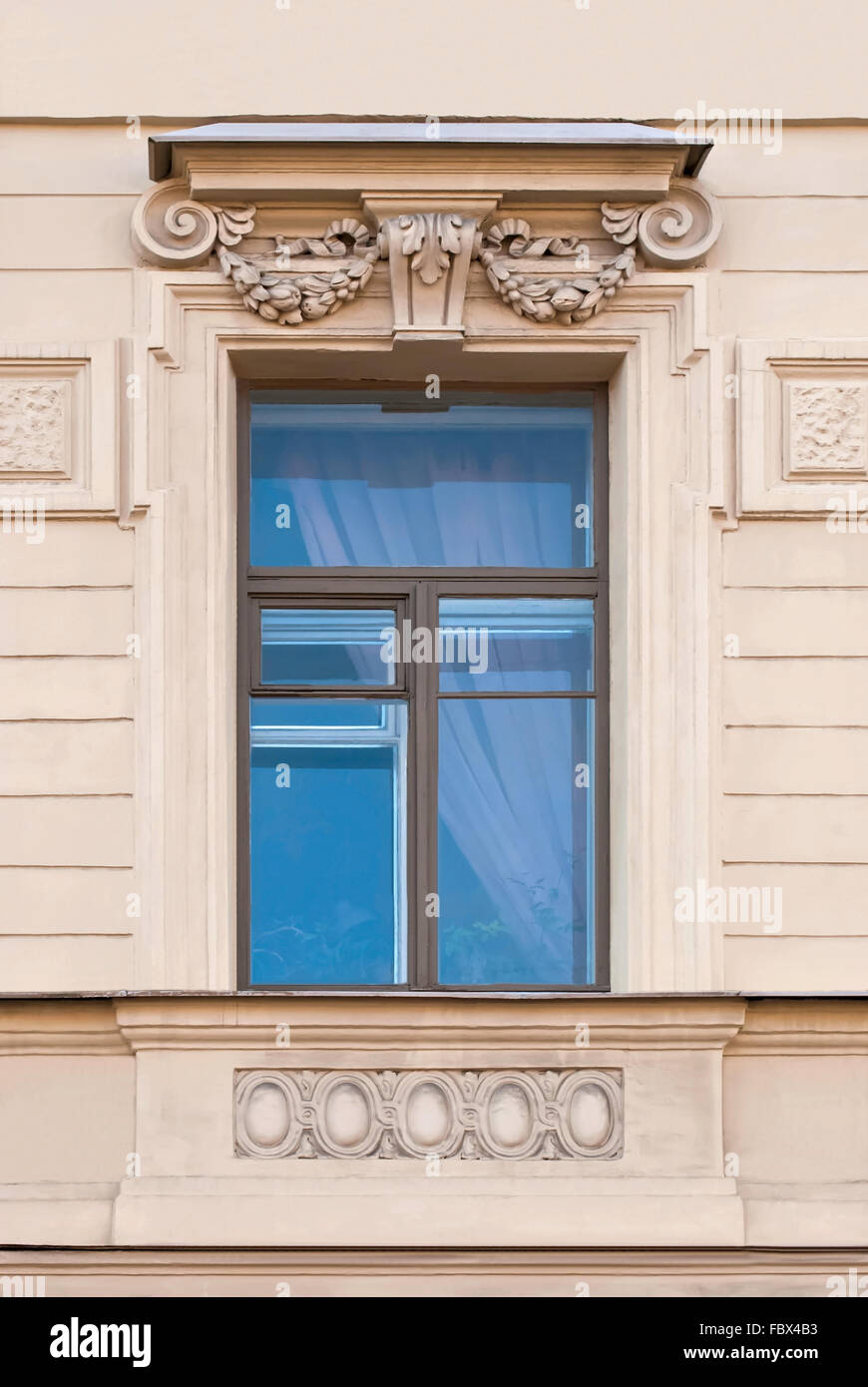 A window with a bas-relief Stock Photo - Alamy