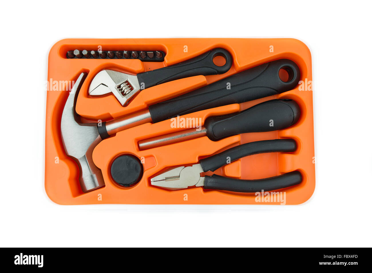 tool set hammer wrench screwdriver, isolate background Stock Photo - Alamy