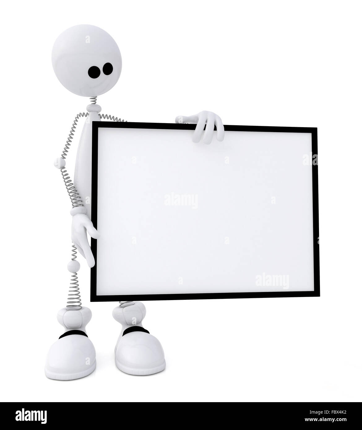 The 3D little man with a sign Stock Photo - Alamy