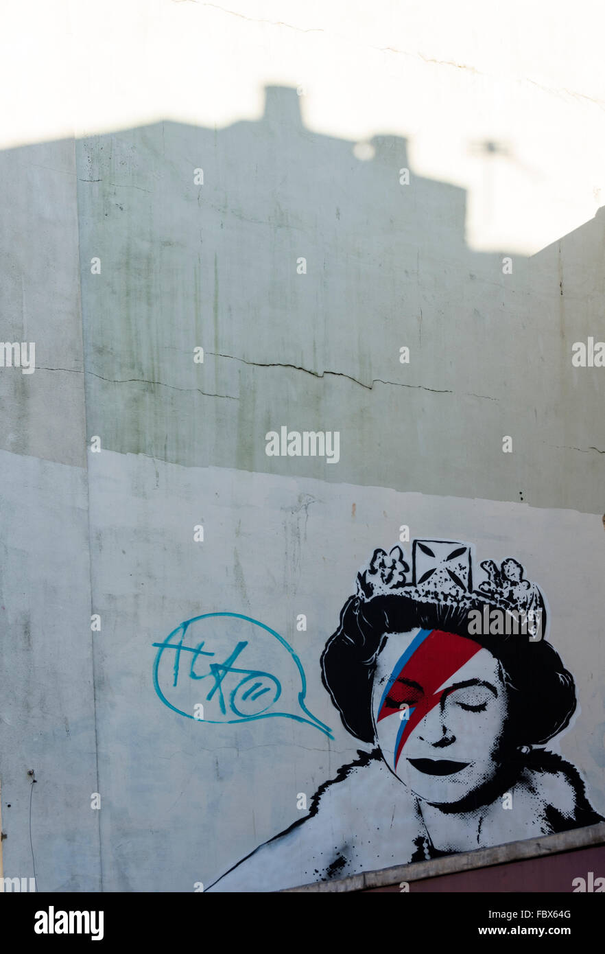 Still Sane, street Art in Bristol by Incwel. The Queen made up as ...