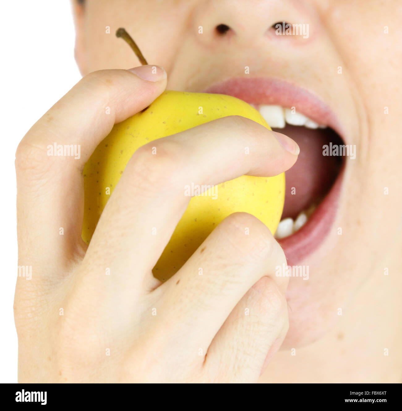 Girl taking bite apple apple hi-res stock photography and images - Alamy