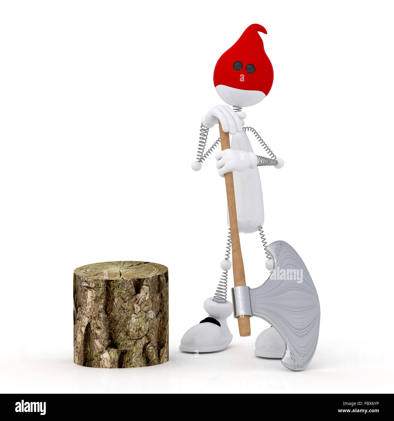 The 3D little man with an axe Stock Photo - Alamy
