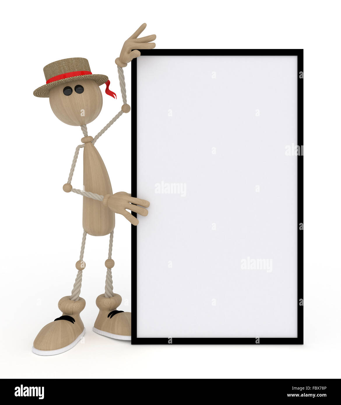 The 3D little man with a sign Stock Photo - Alamy
