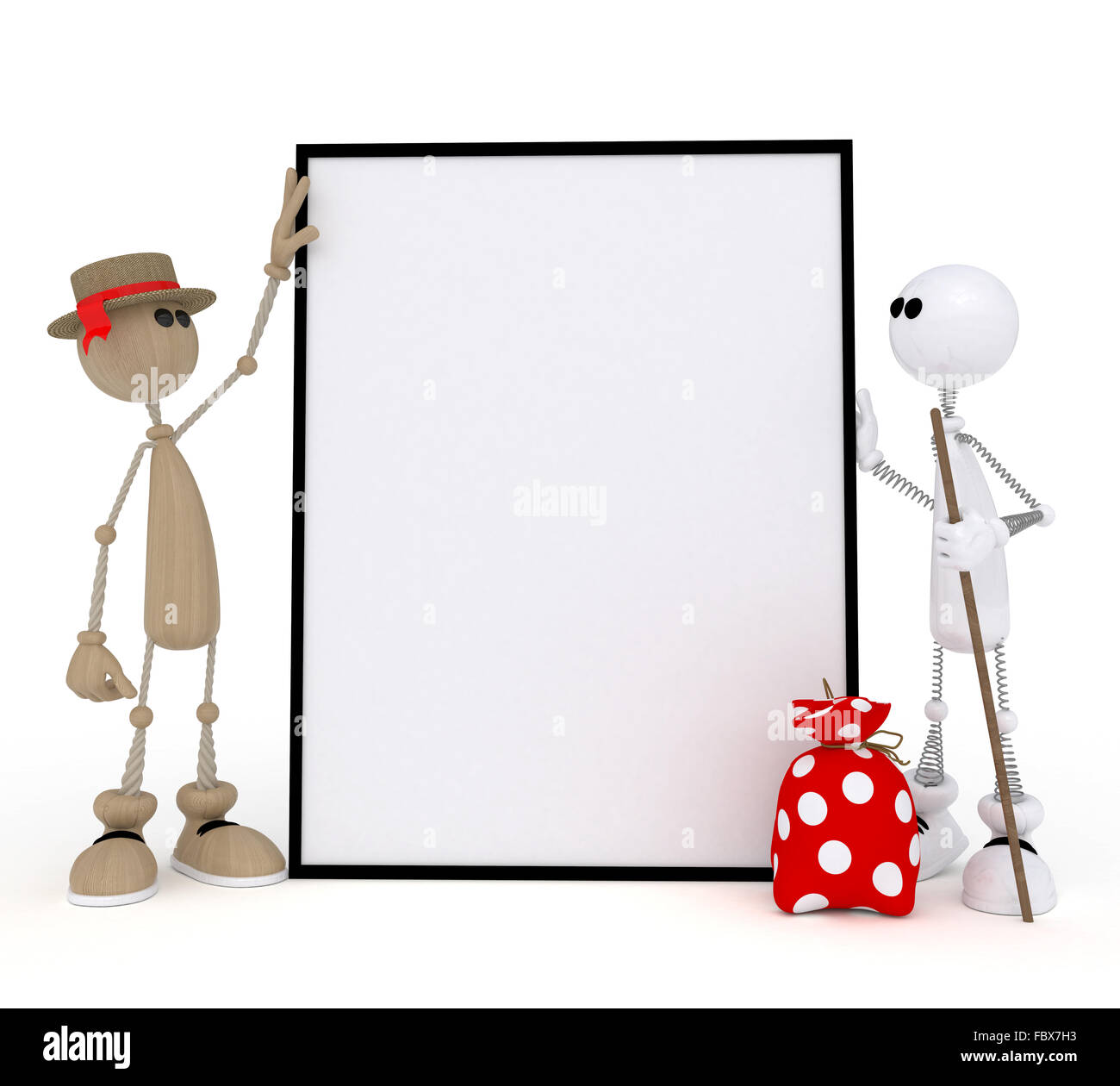 The 3D little man with a sign Stock Photo - Alamy