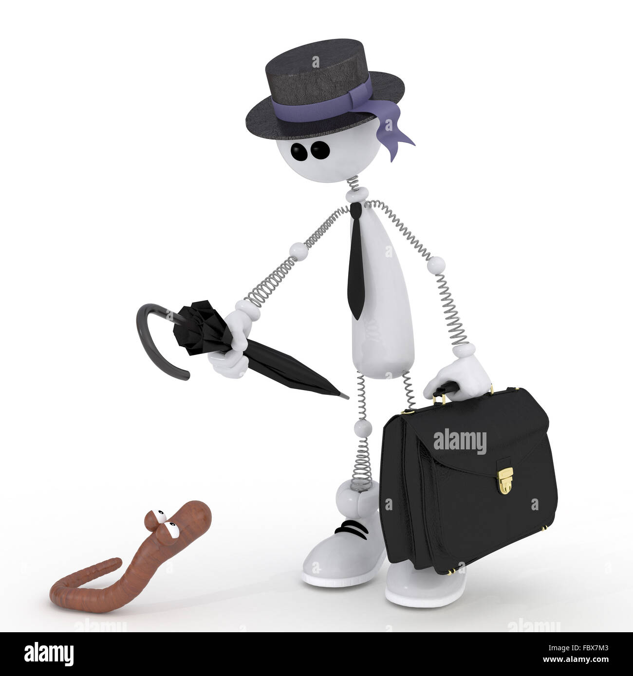 The 3D white little man with a portfolio Stock Photo - Alamy