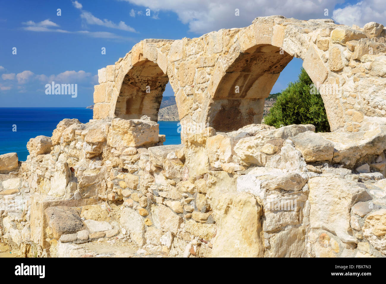 Ancient Greek arches against the sea, Kourion near Limassol, Cyprus ...