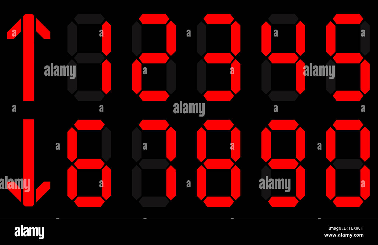 LED digits with arrows Stock Photo - Alamy