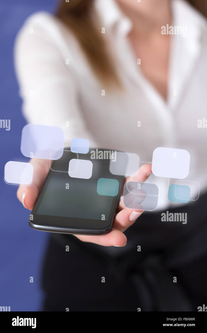 Digital phone screen showing woman hi-res stock photography and images ...