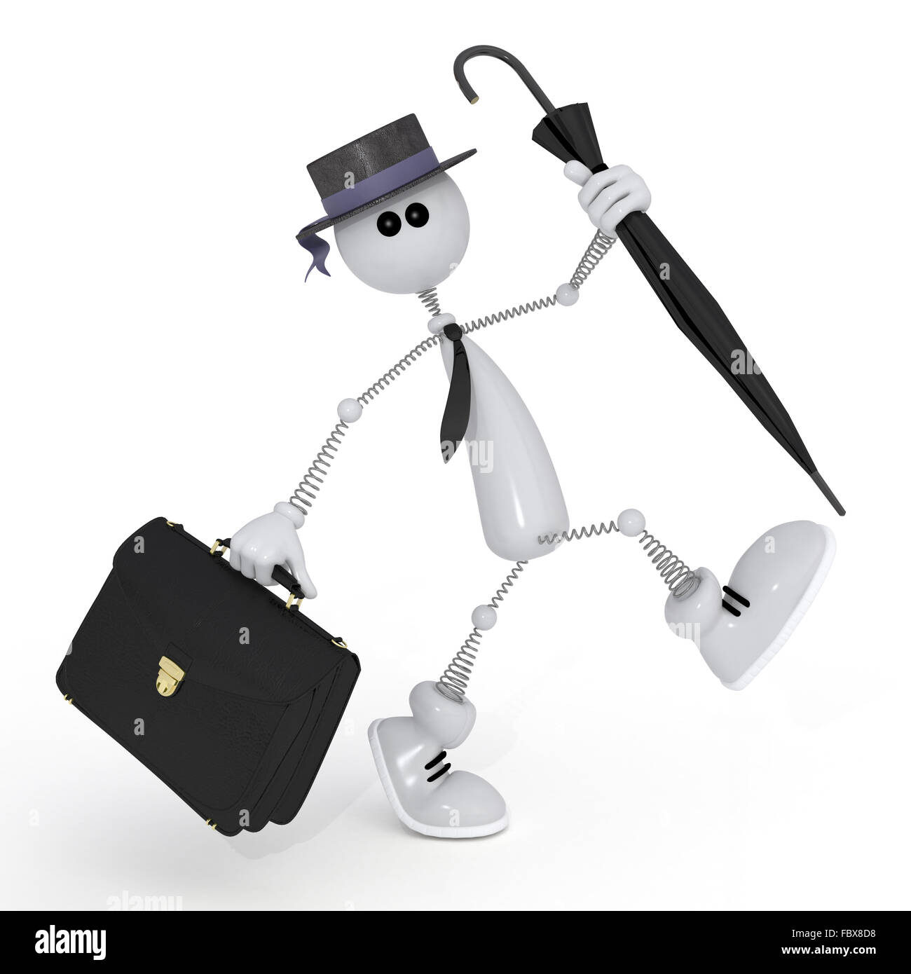 The 3D white little man with a portfolio Stock Photo - Alamy