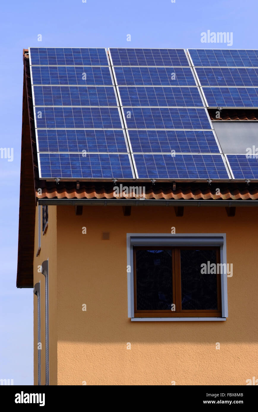 Roof with solar panel surface Stock Photo - Alamy