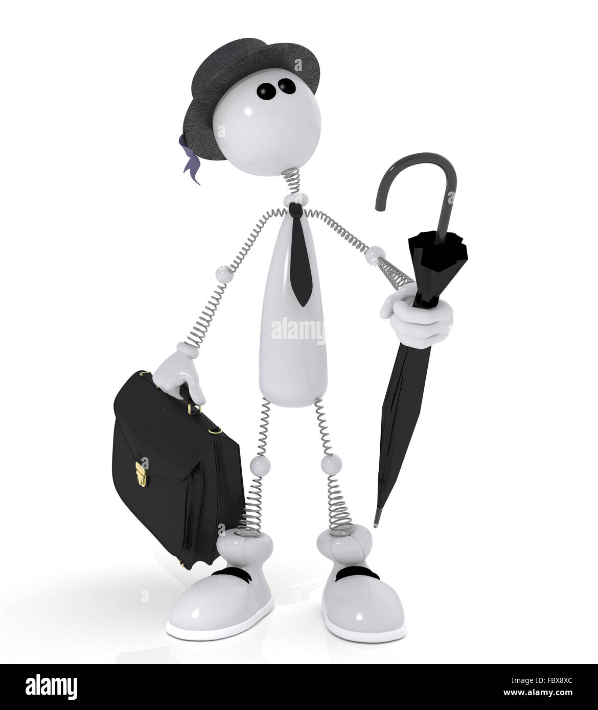 The 3D white little man with a portfolio Stock Photo - Alamy