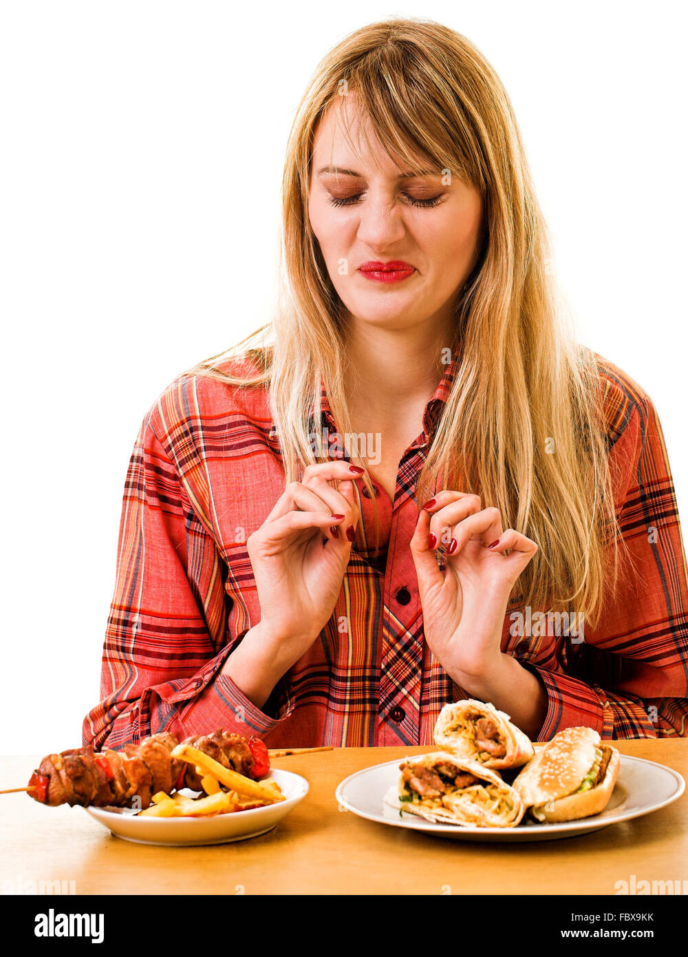 girl with fast food Stock Photo - Alamy