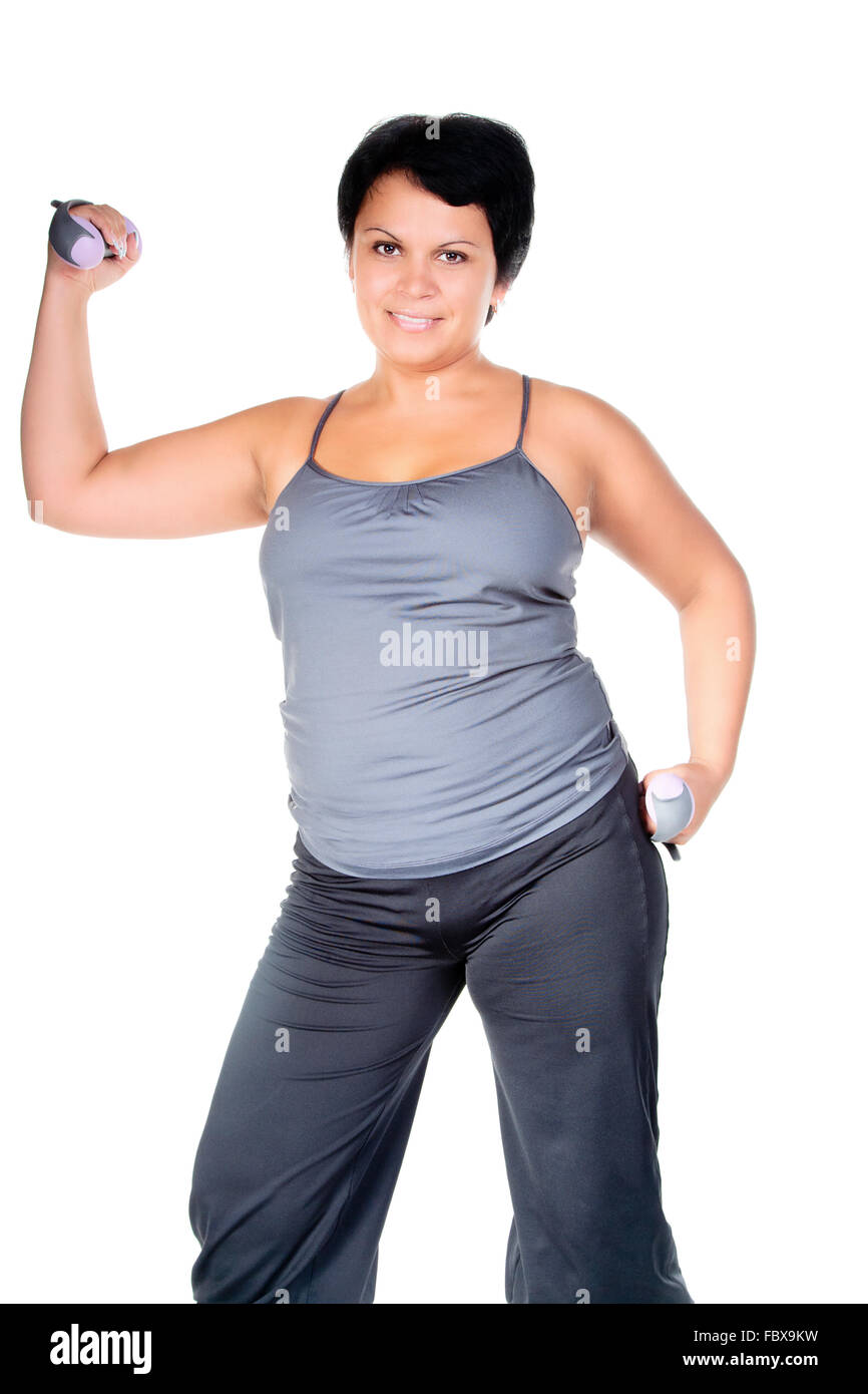 fat woman workout with dumbbells Stock Photo - Alamy