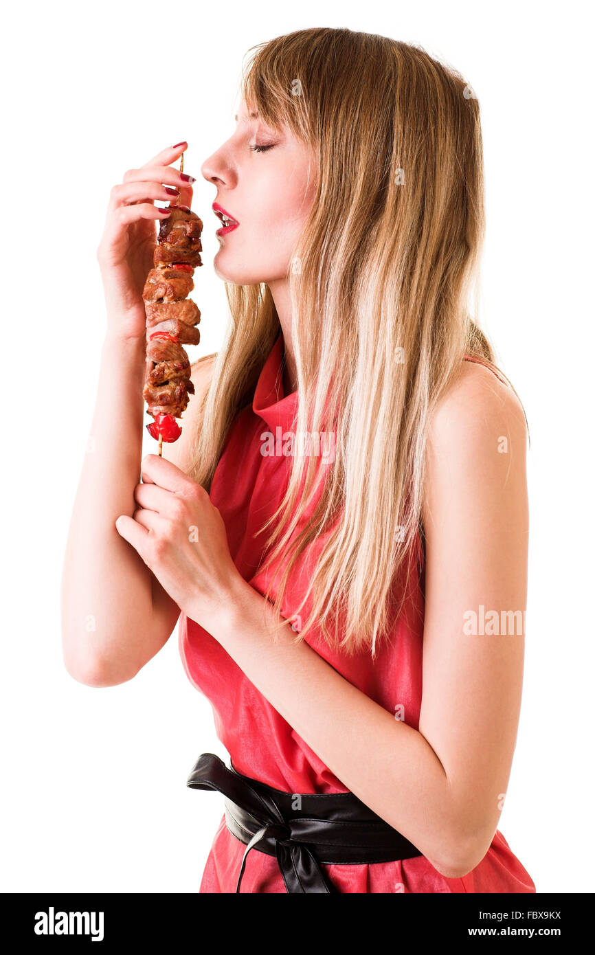 Woman eating kebab isolated hi-res stock photography and images - Alamy