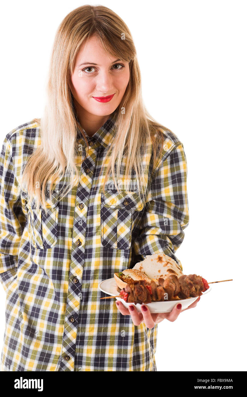 girl with fast food Stock Photo - Alamy