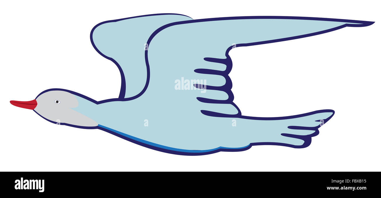 Cartoon bird flying on blue hi-res stock photography and images - Alamy