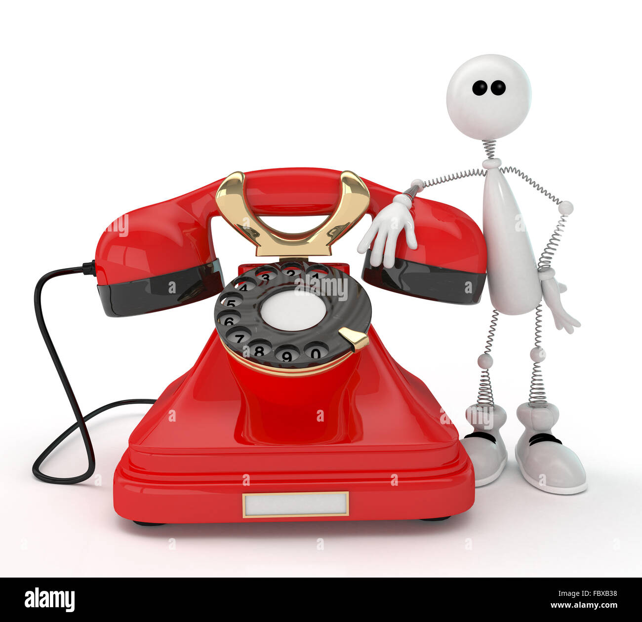 The 3D little man with phone Stock Photo - Alamy