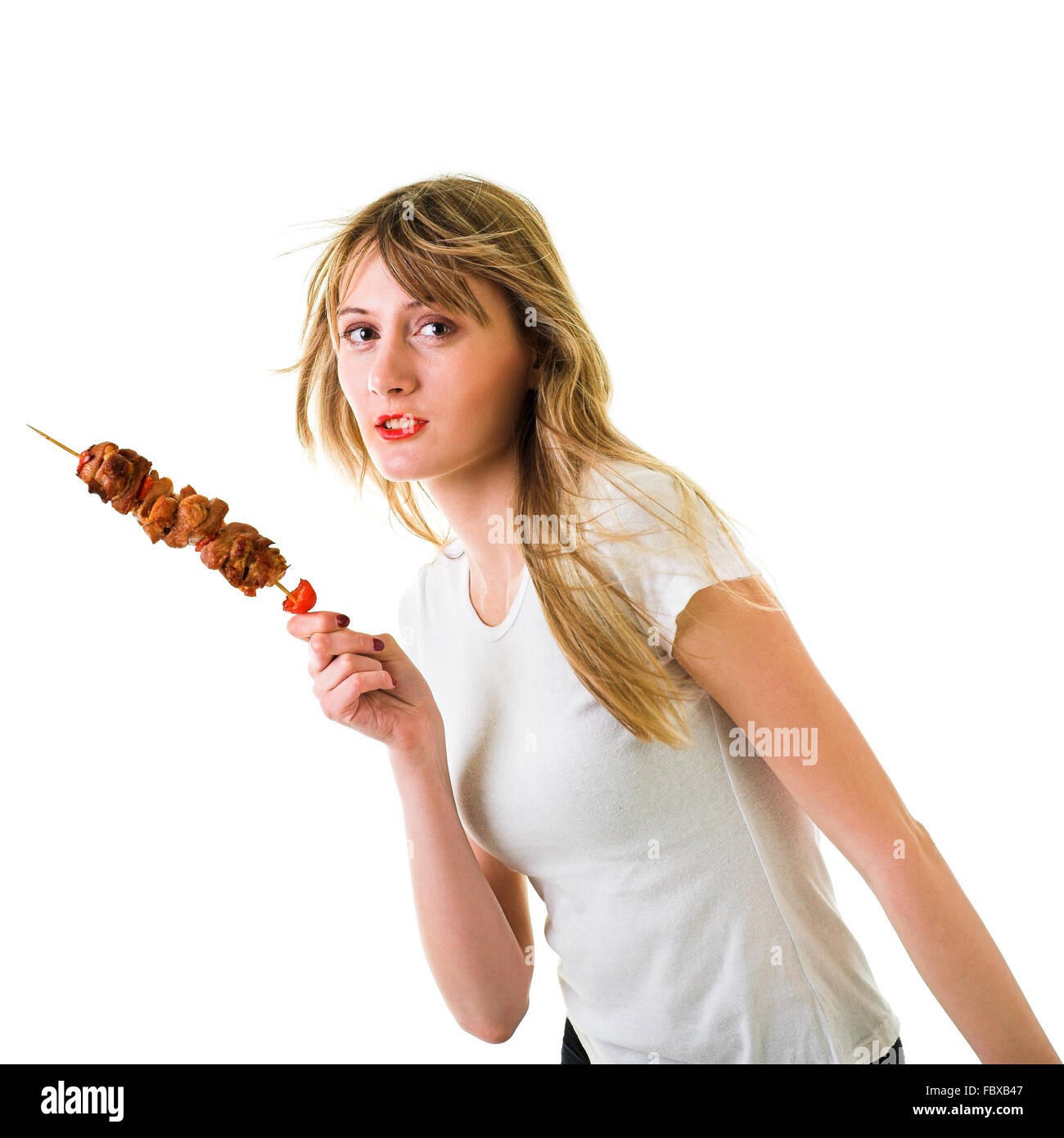 girl with fast food Stock Photo - Alamy