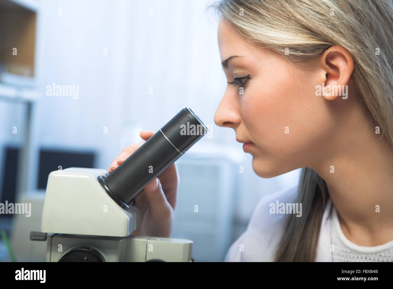 researcher with microscope Stock Photo - Alamy