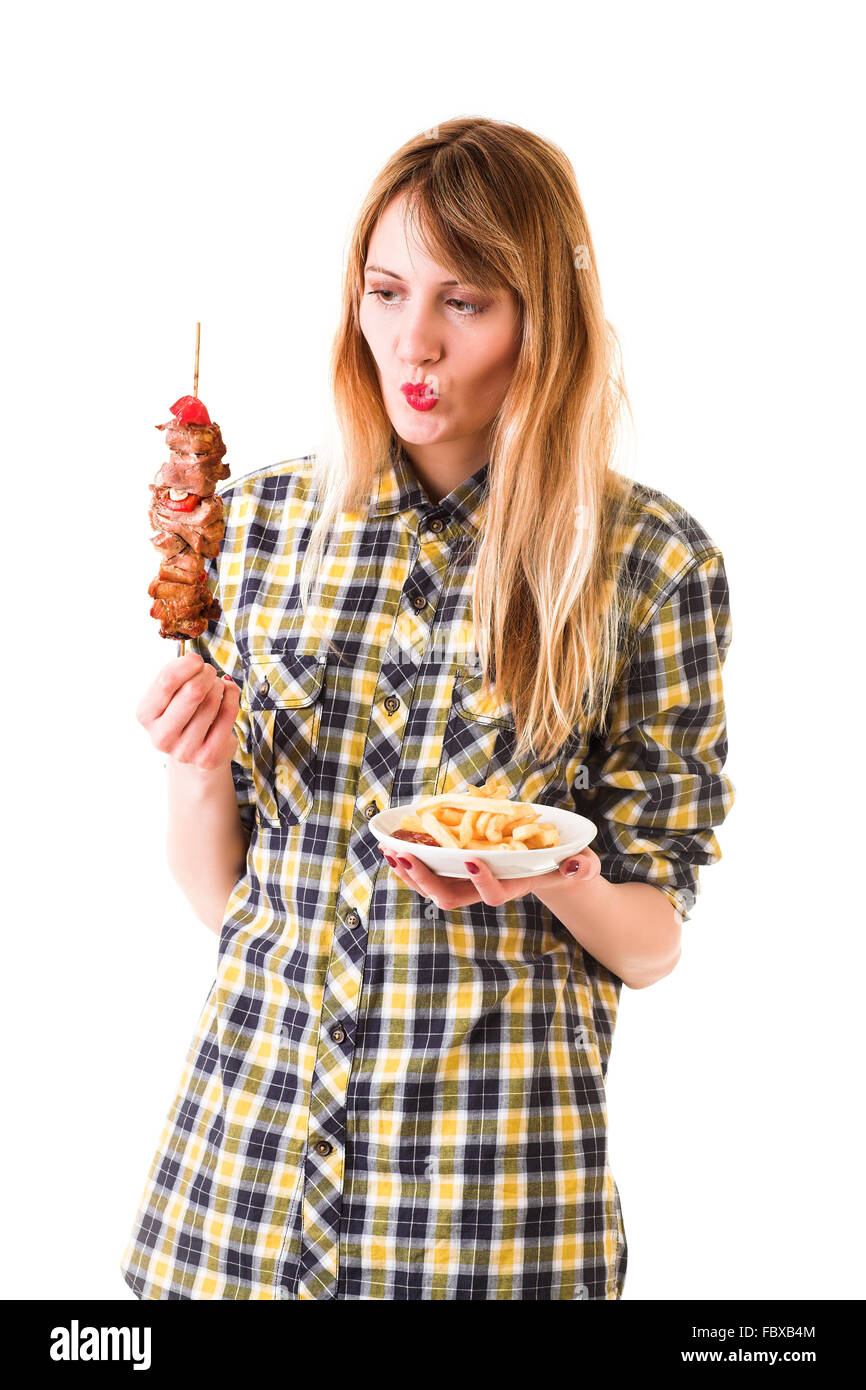 girl with fast food Stock Photo - Alamy