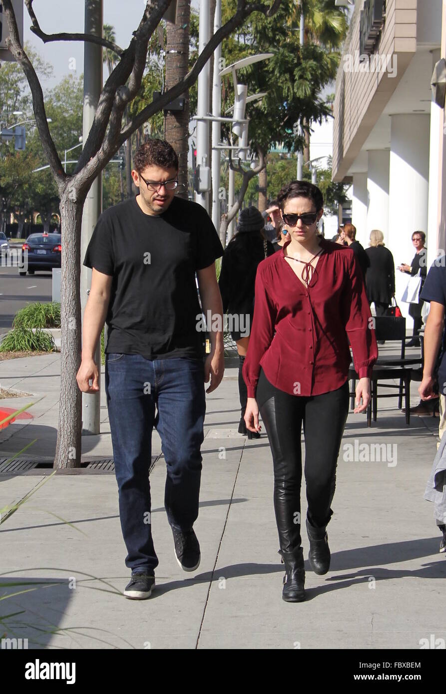 Emmy Rossum looks tense while out and about with her fiancé, Producer ...