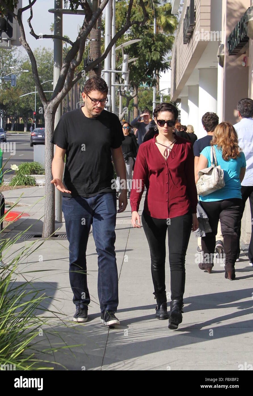 Emmy Rossum looks tense while out and about with her fiancé, Producer ...