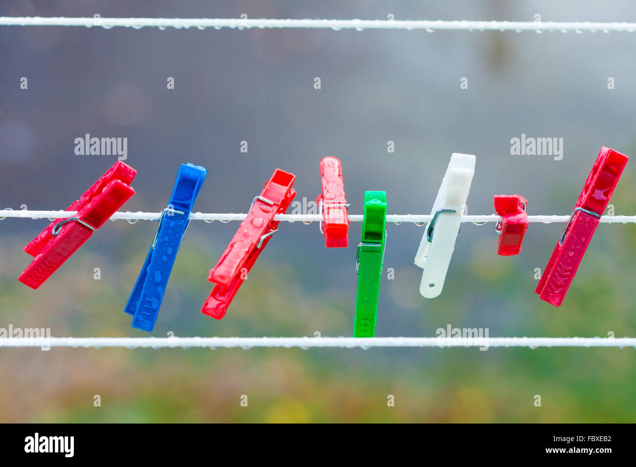 Washing line clips hi-res stock photography and images - Alamy