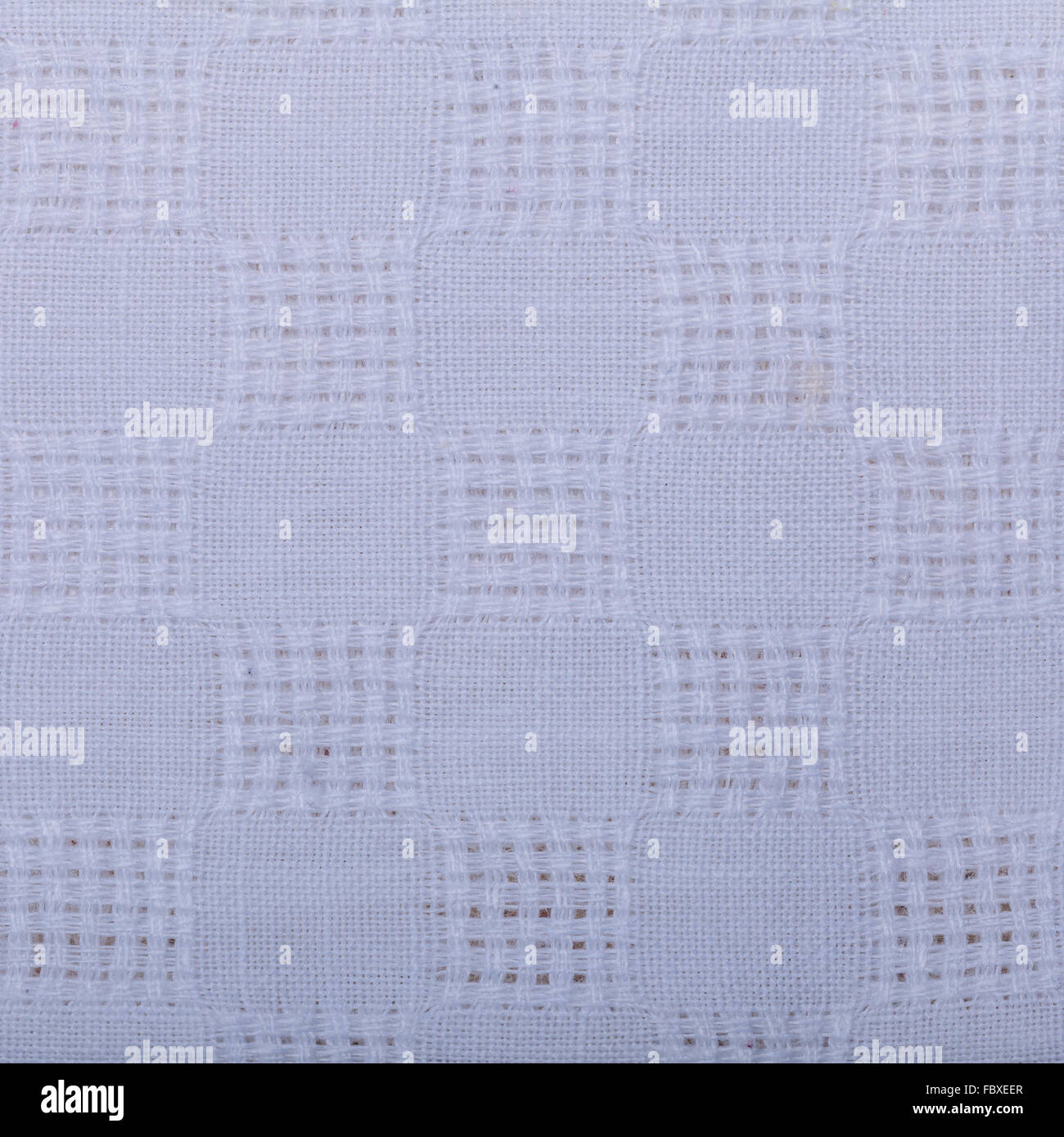 Closeup white fabric textile background texture pattern square format ...