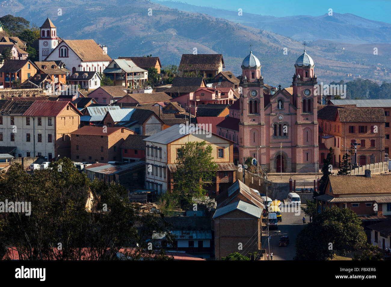 Ambozontany church and upper town, Fianarantsoa ,Madagascar Stock Photo ...