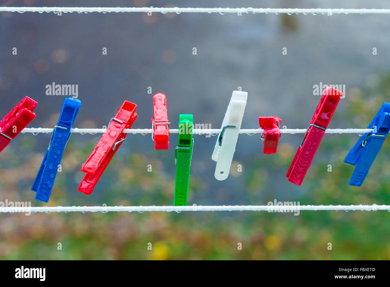Washing line clips hi-res stock photography and images - Alamy