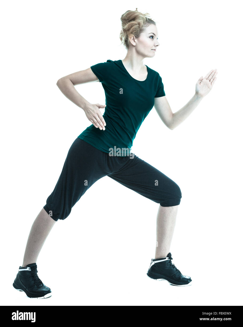 Running fit fitness sport training girl jogging isolated Stock Photo ...