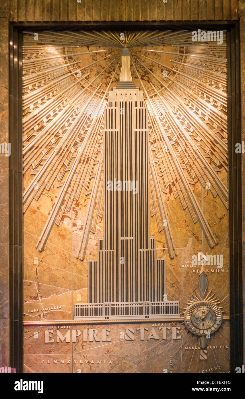 Empire State building plaque Manhattan NYC Stock Photo - Alamy