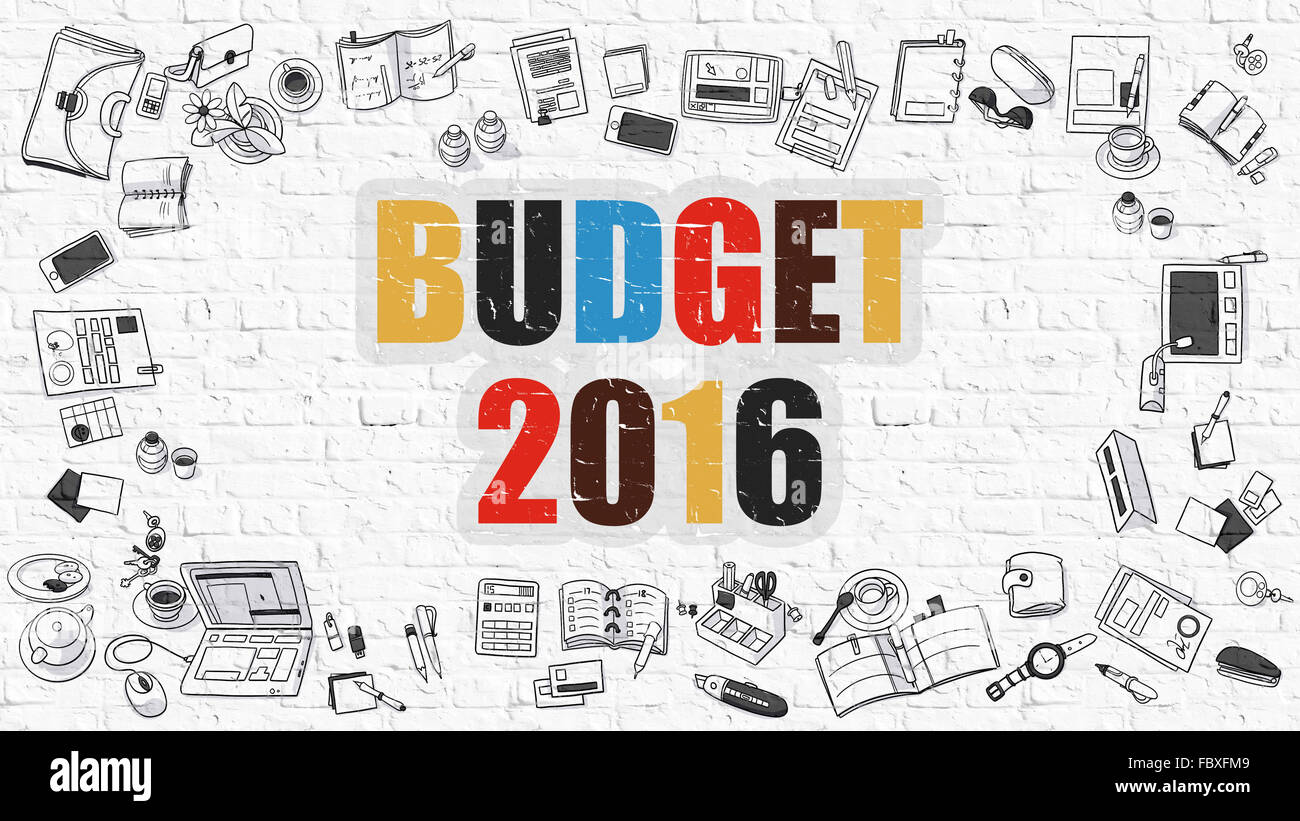 Budget 2016 Concept with Doodle Design Icons Stock Photo - Alamy