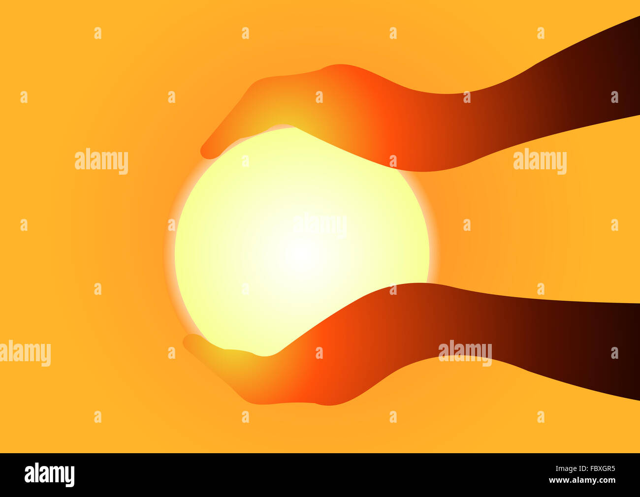 Sun in hands Stock Photo - Alamy