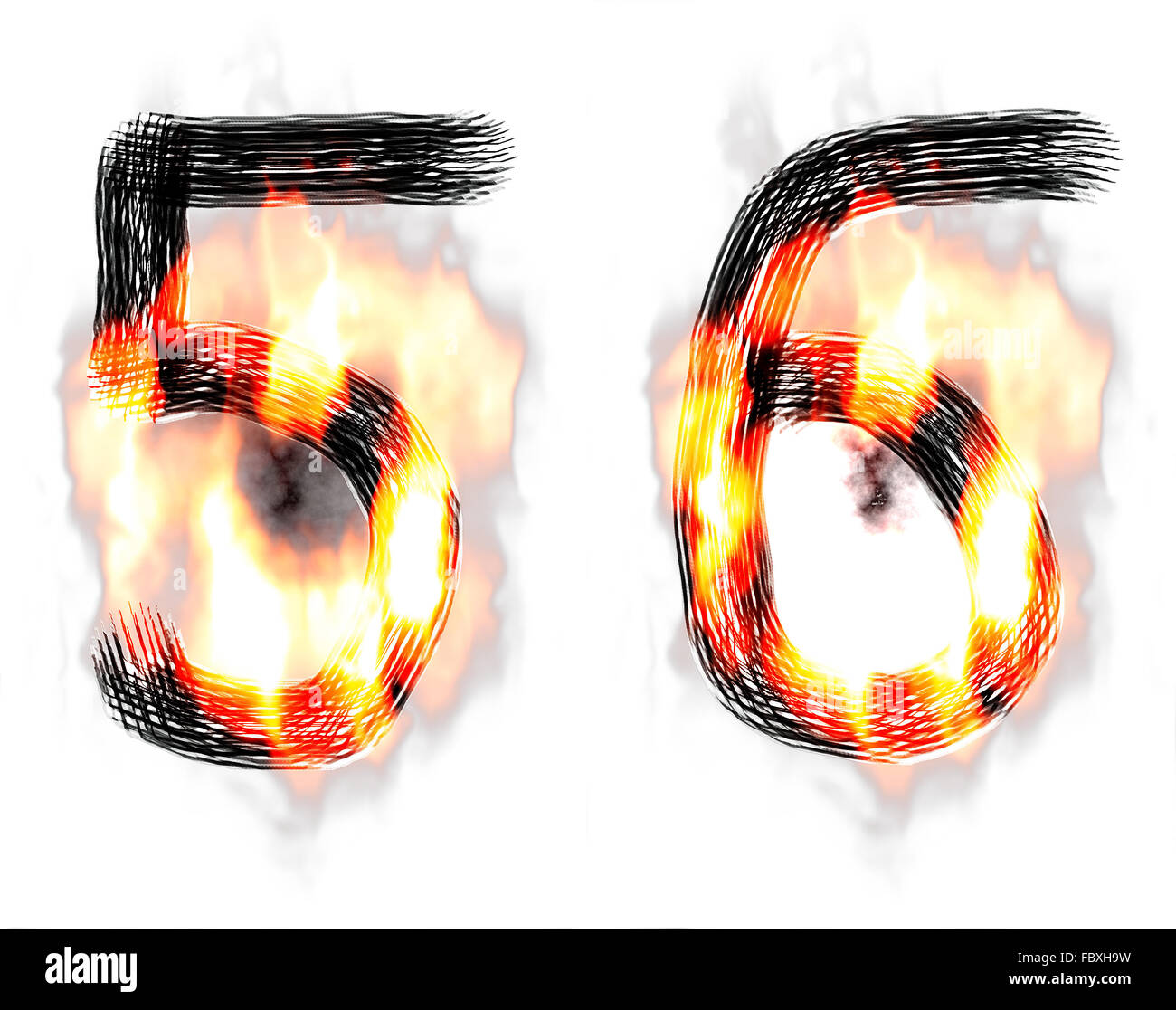 hand writen digits five and six Stock Photo - Alamy