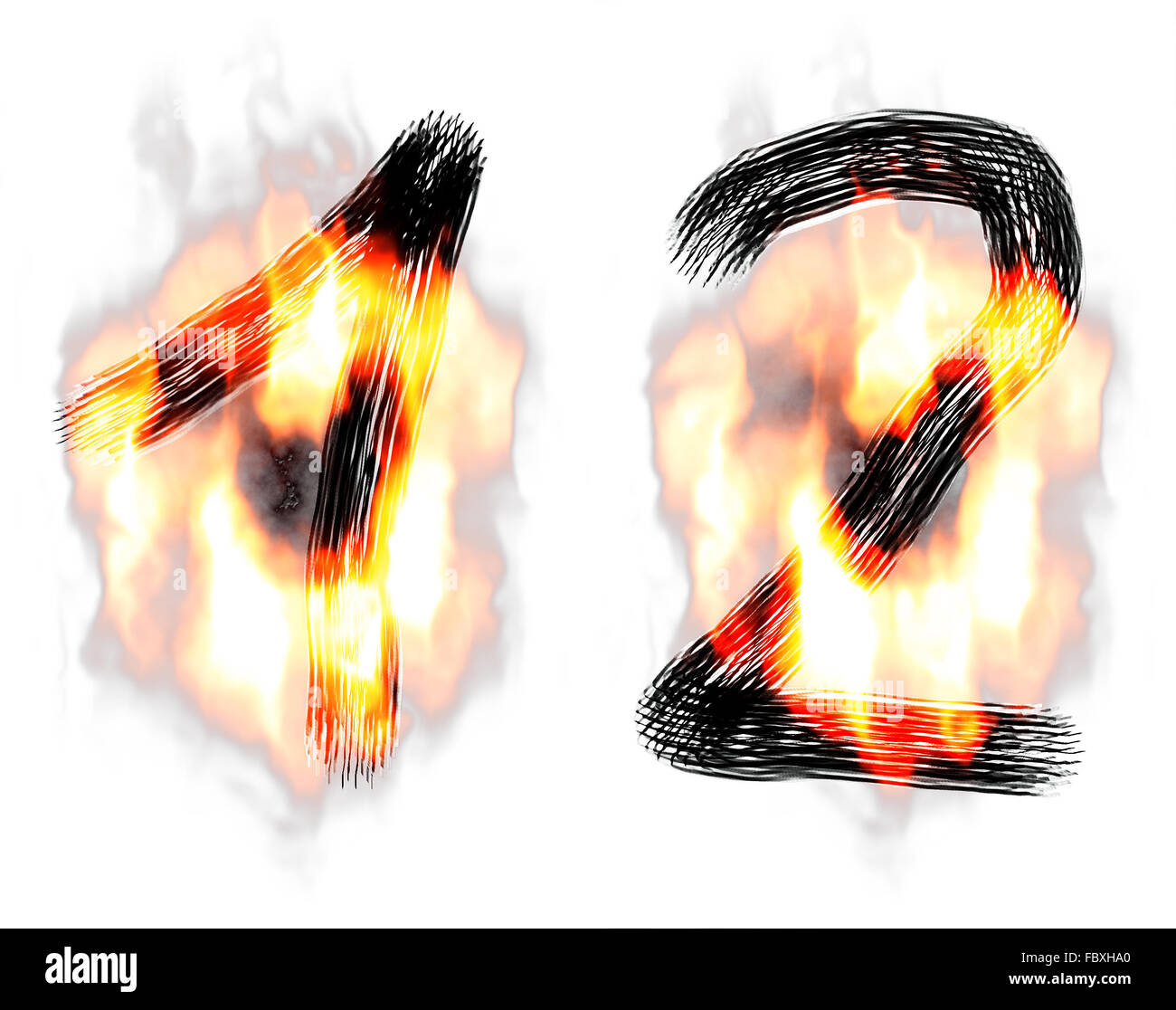 hand writen digits one and two Stock Photo - Alamy