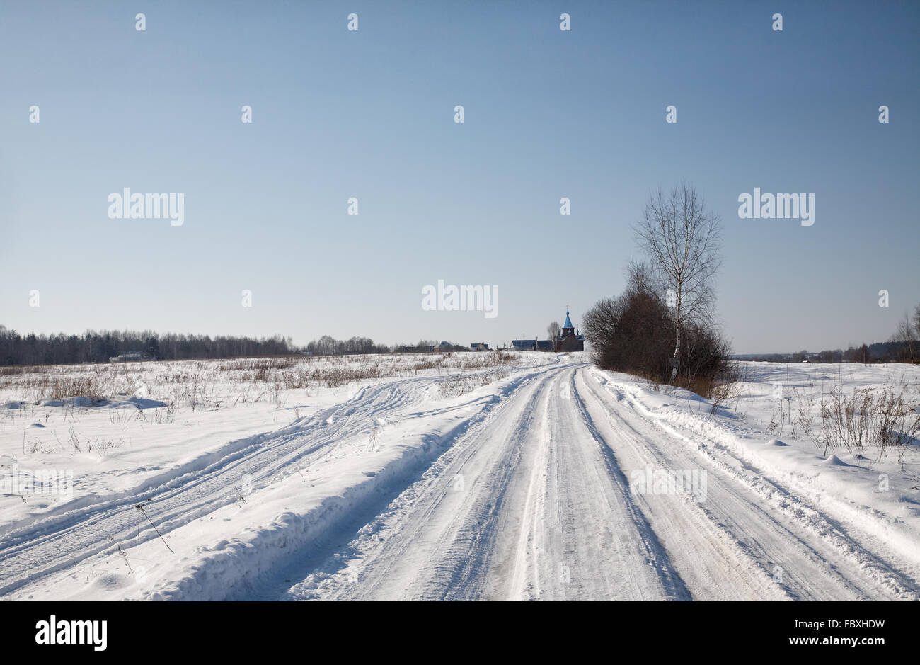 orthodox wooden church, a winter landscape Stock Photo - Alamy