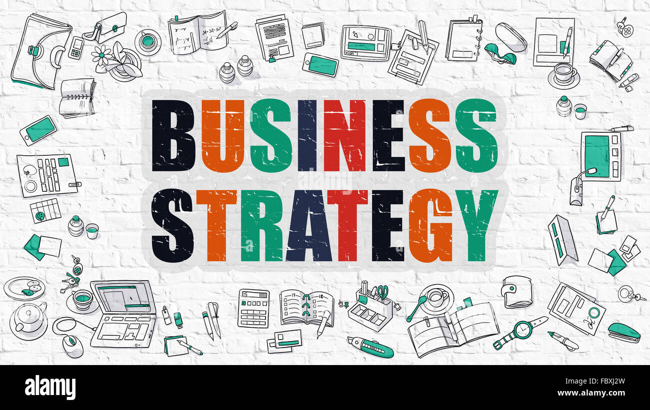 Business Strategy on White Brick Wall Stock Photo - Alamy