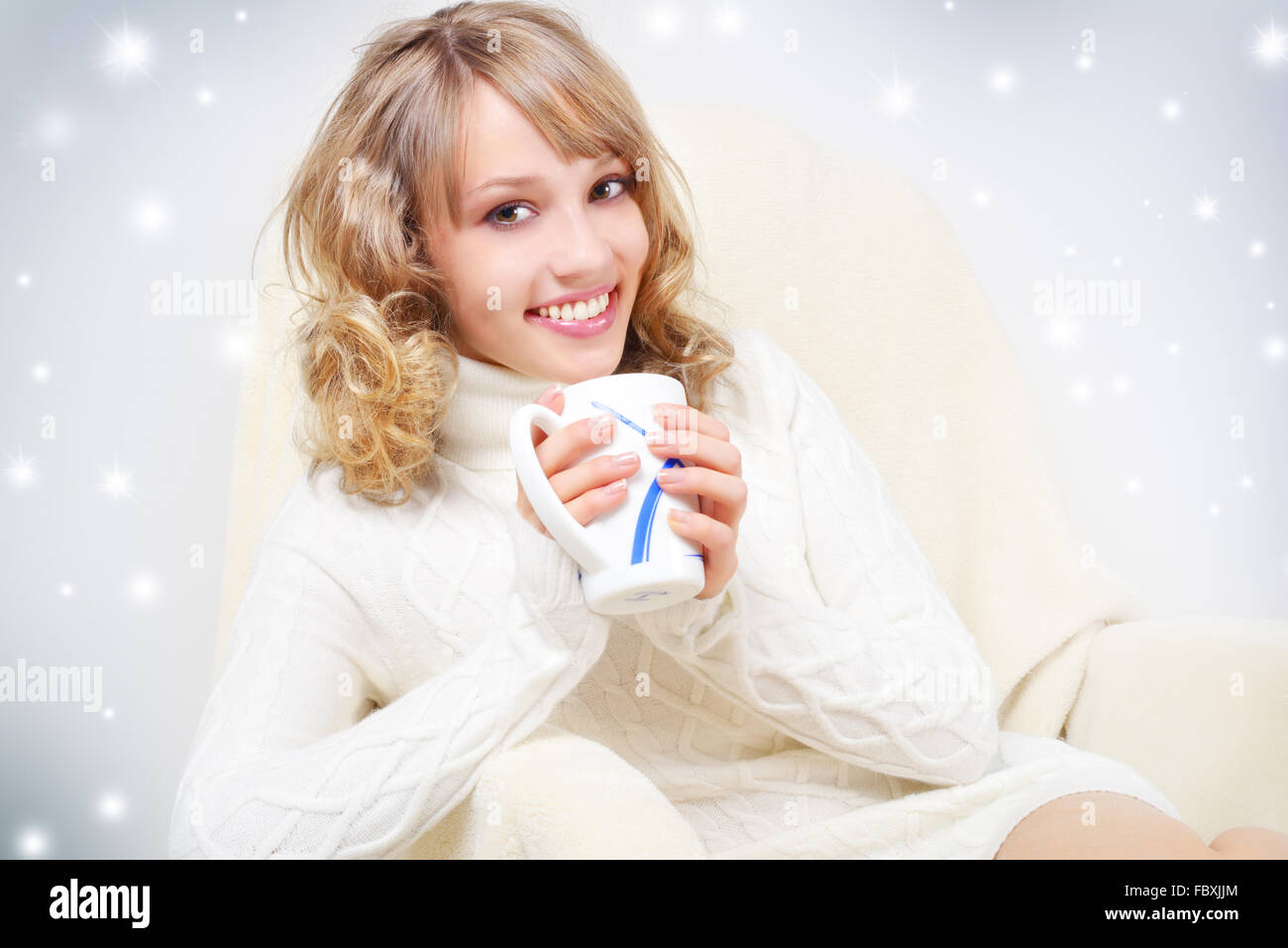 girl drinking tea Stock Photo - Alamy